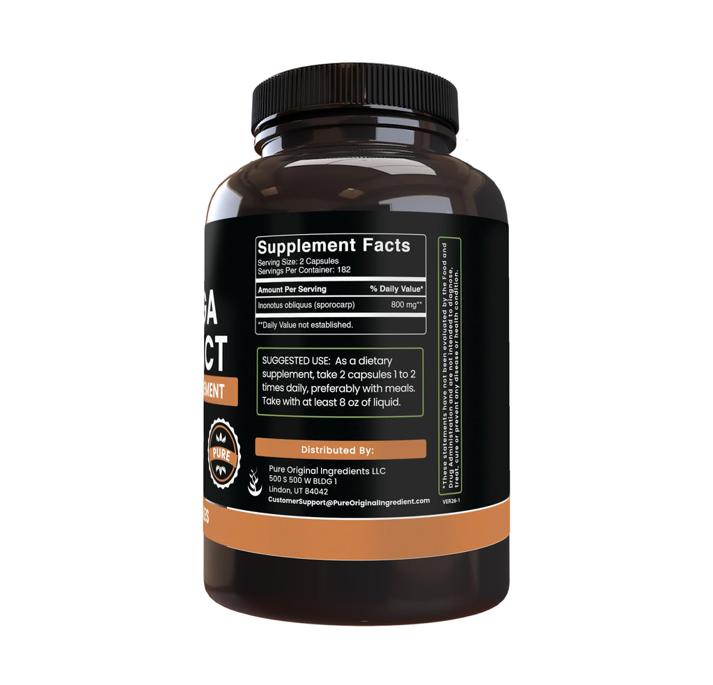 365 capsules of chaga mushrooms