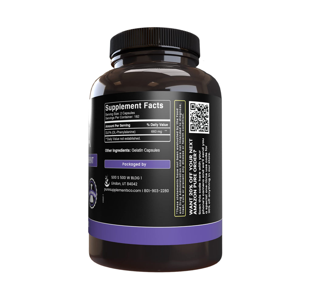 365 capsules of pure DL-Phenylalanine