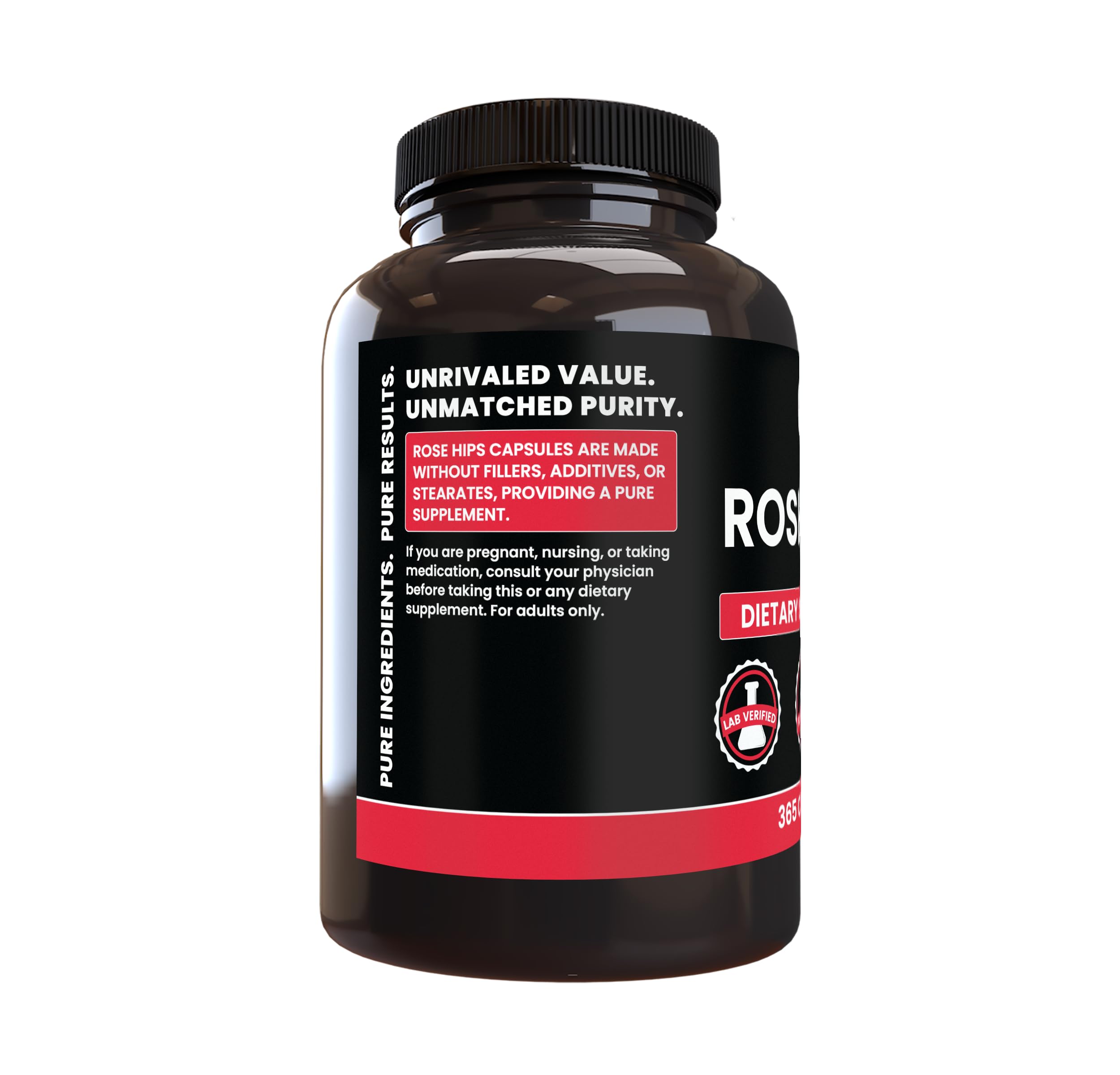 365 capsules of pure rose hips