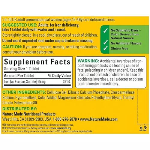 365 count iron tablets for health