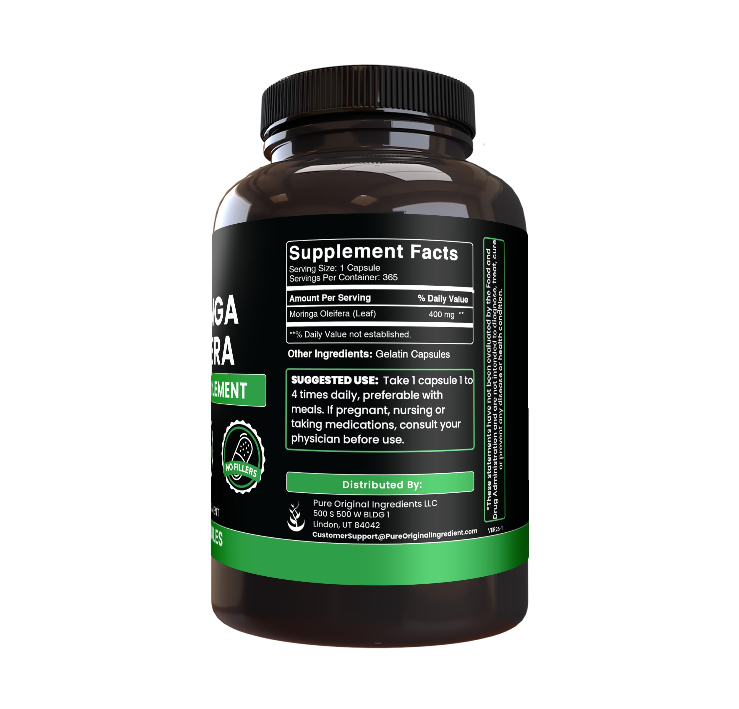 365 count moringa capsules for energy
