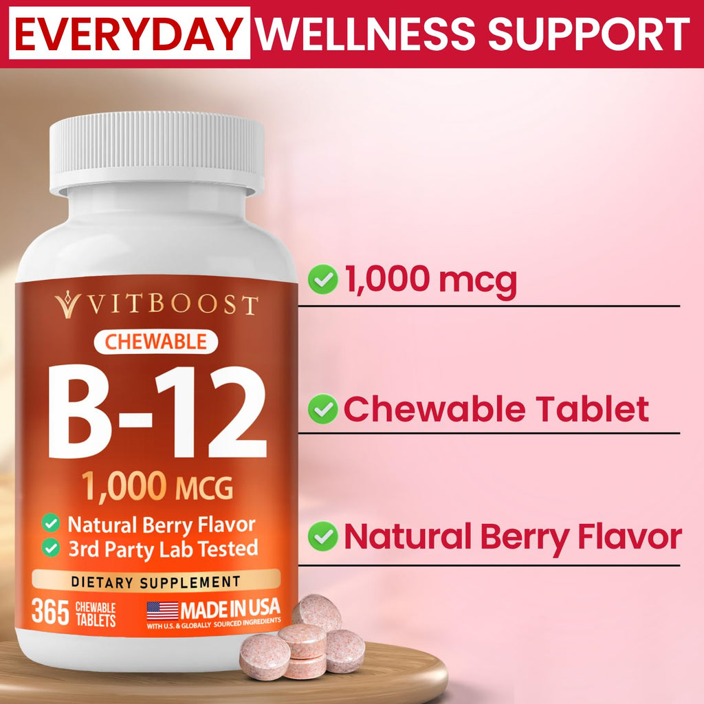 365 count Vitamin B12 for long-lasting supply