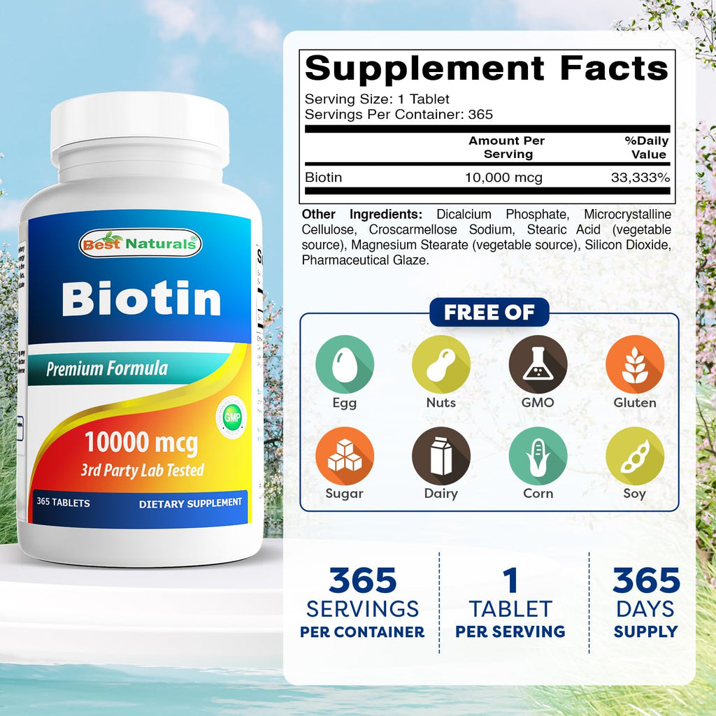 365 tablets for daily biotin support
