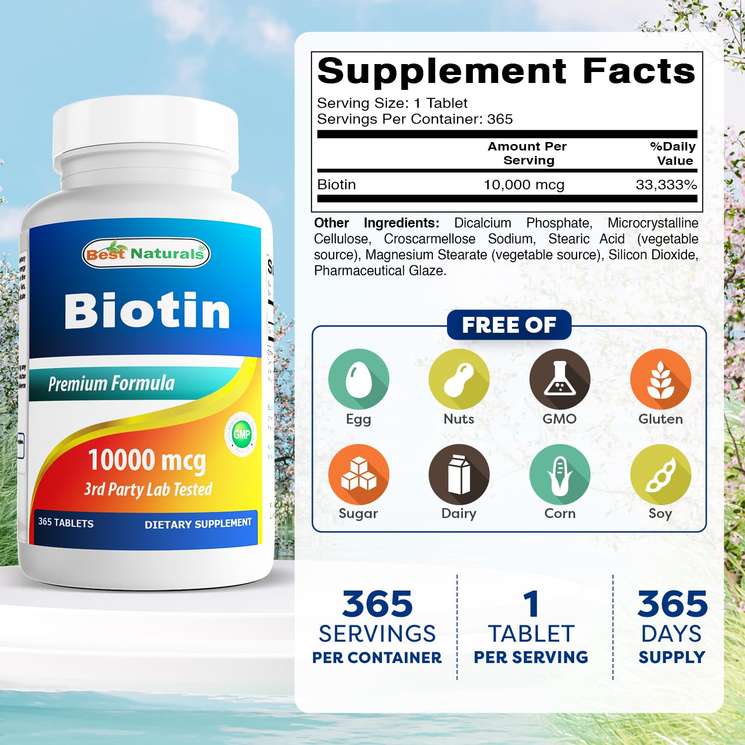 365 tablets for daily biotin support