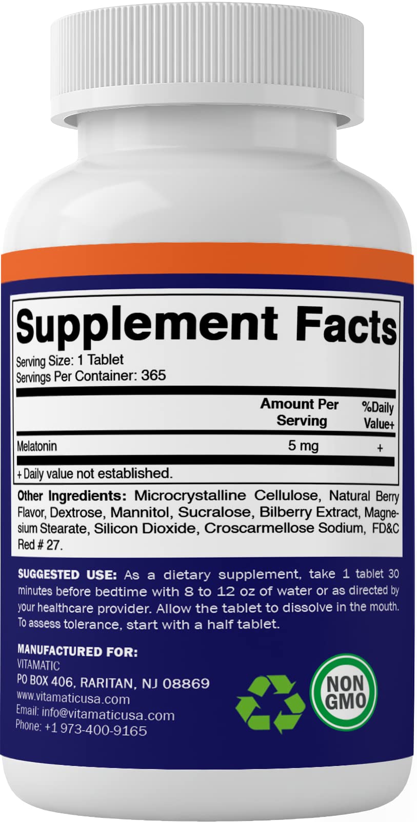 365 tablets of melatonin for nightly routine