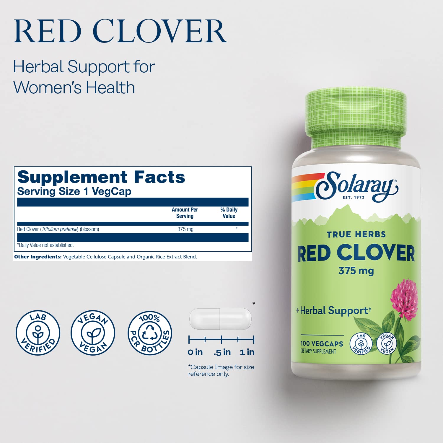375 mg Red Clover capsules for health