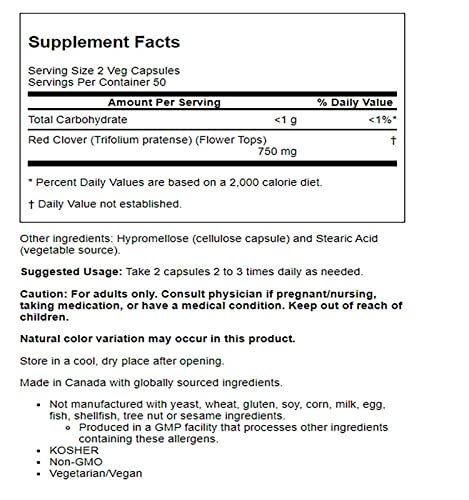 375 mg red clover supplement dosage