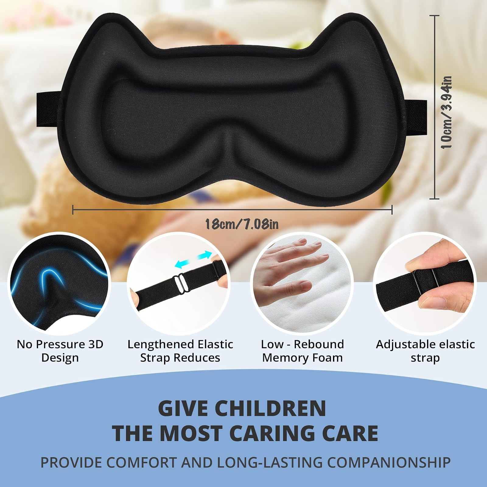 3D contoured sleep mask for kids