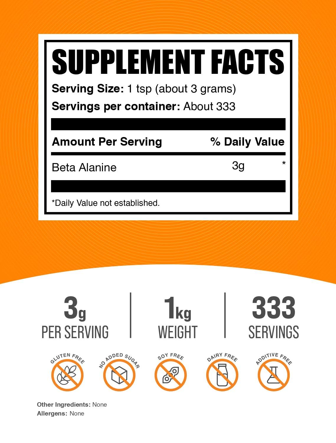 3g Beta Alanine for workout energy