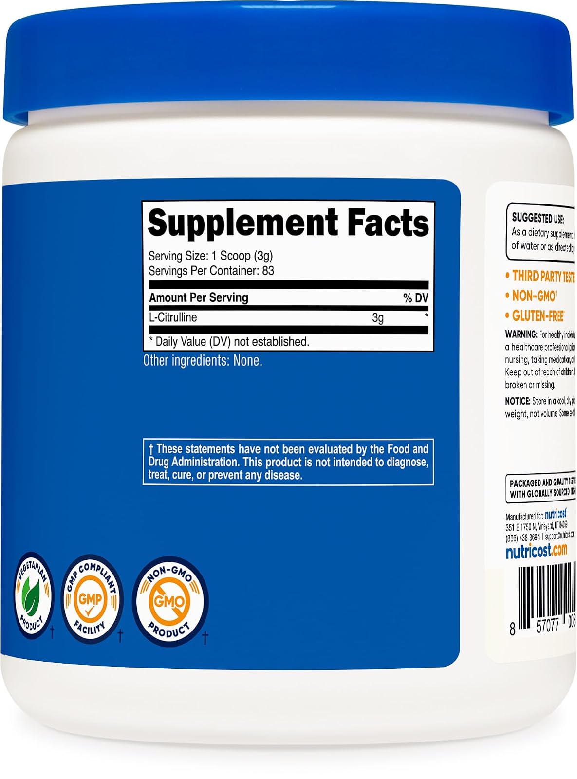 3g L-Citrulline powder for energy boost