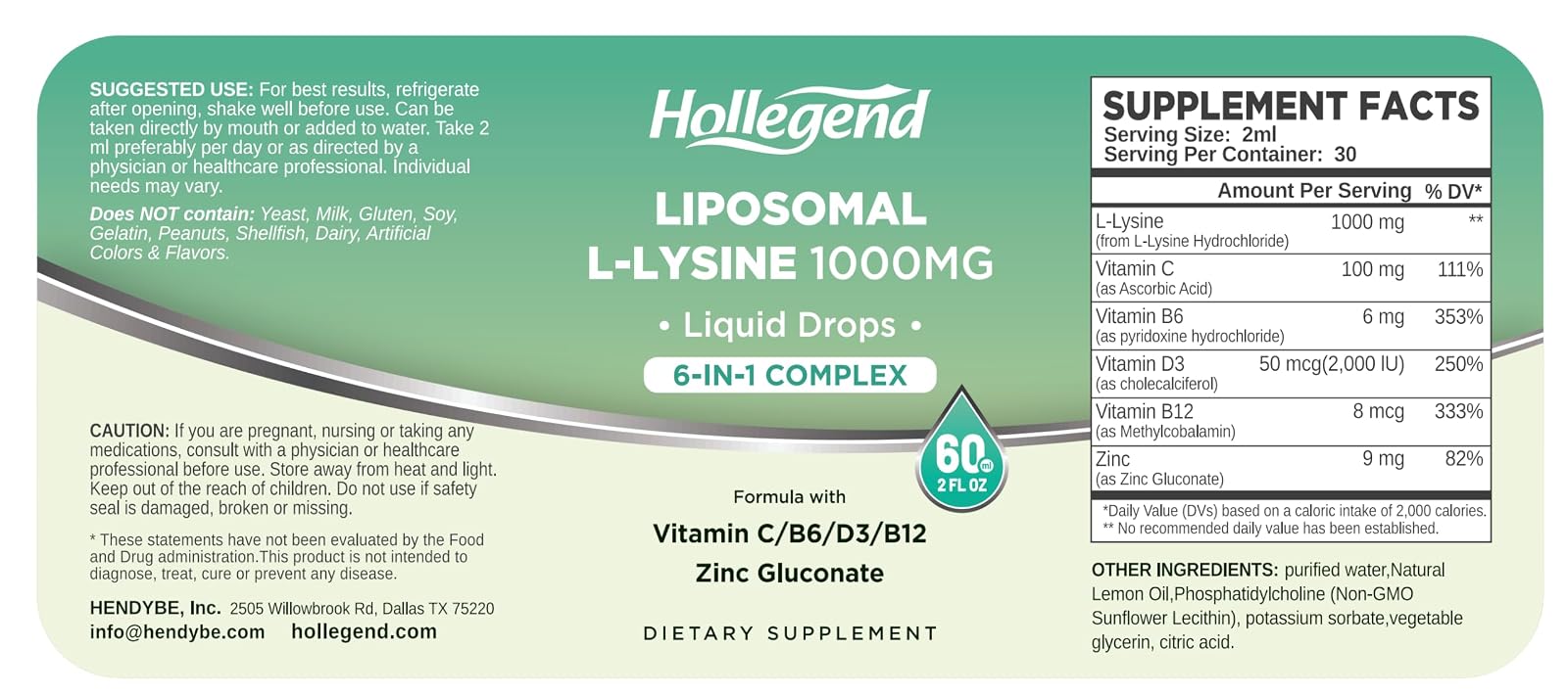 4 fl oz l-lysine liquid formula