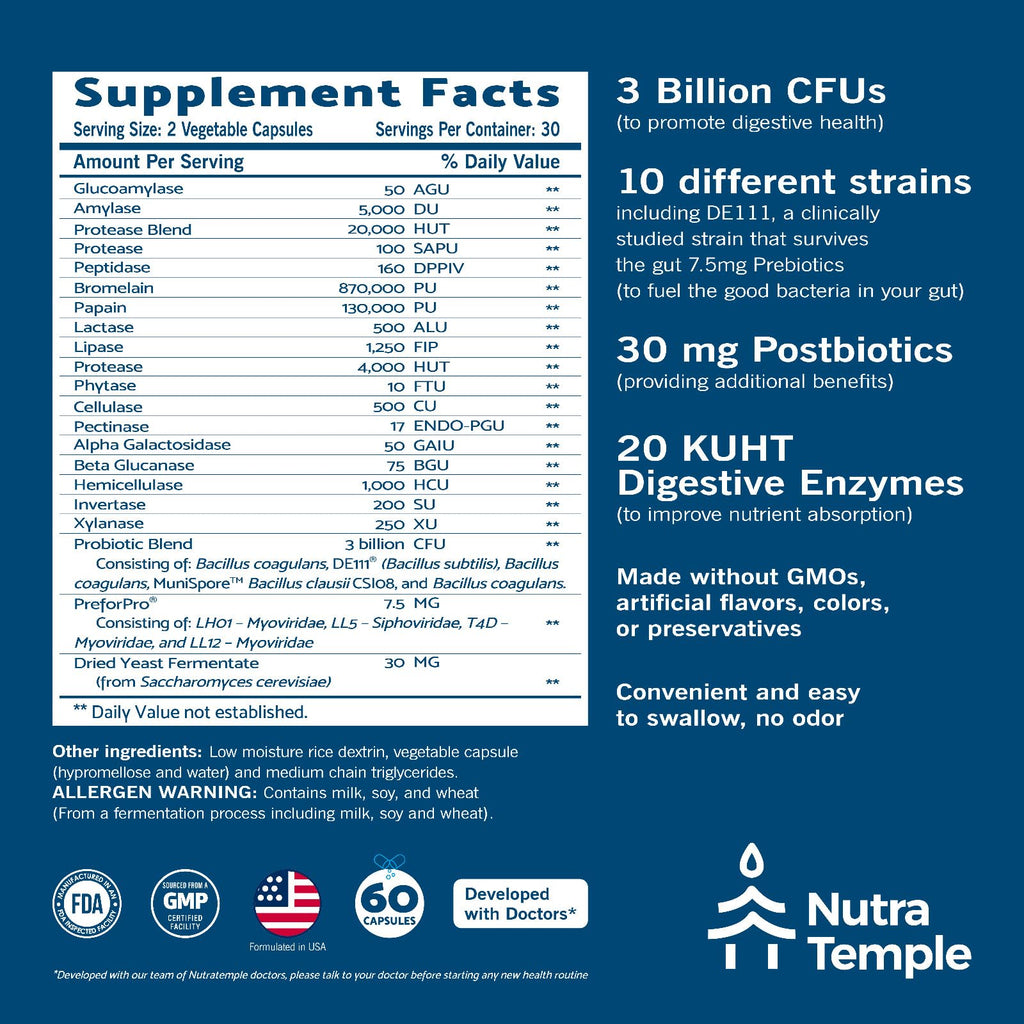 4-in-1 digestive enzymes for gut support