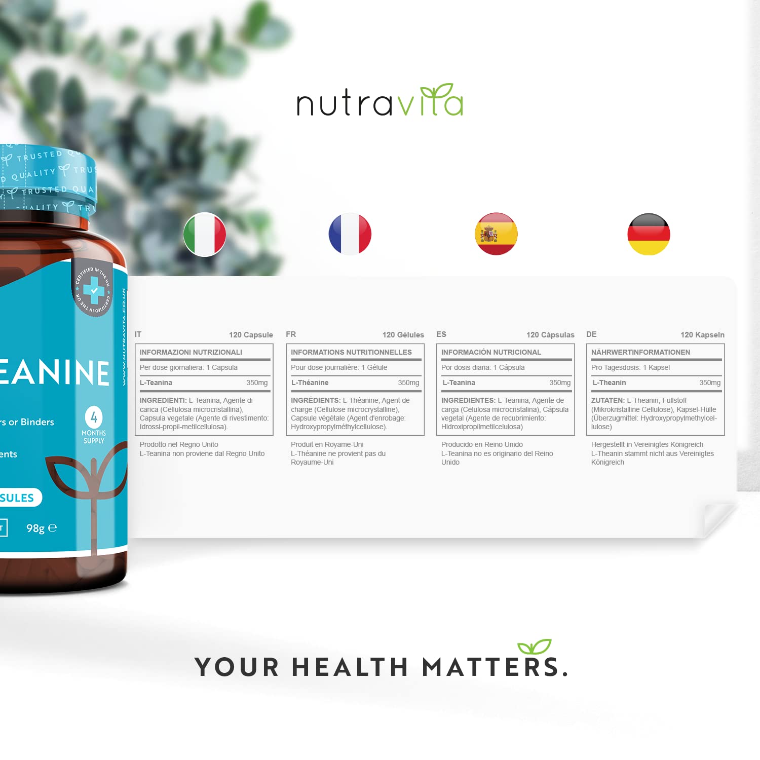 4 month supply of L-Theanine capsules
