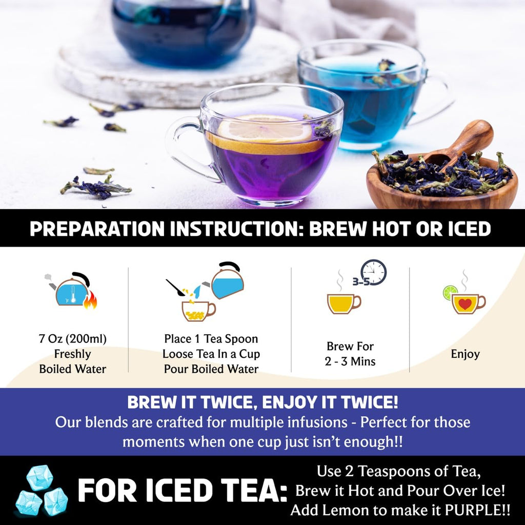 40 cups of butterfly pea herbal tea