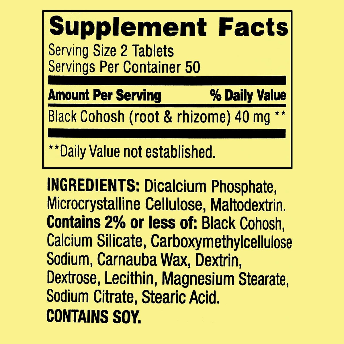 40 mg Black Cohosh supplement
