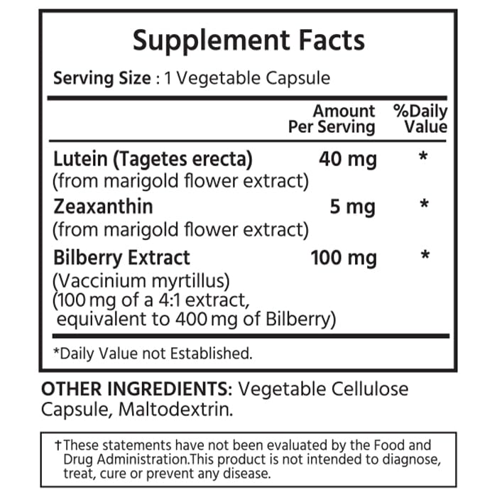 40 mg lutein and zeaxanthin supplement