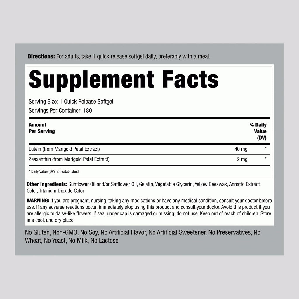 40 mg lutein and zeaxanthin supplement
