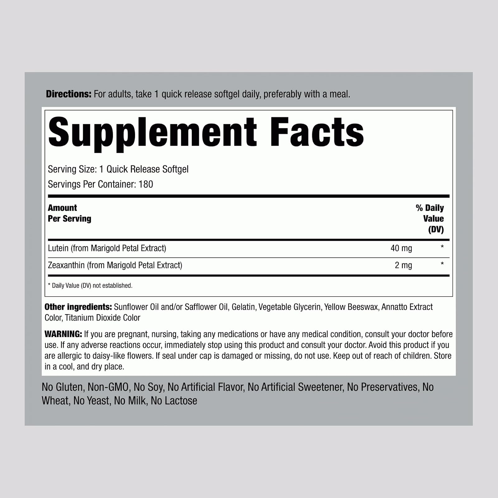 40 mg lutein and zeaxanthin supplement