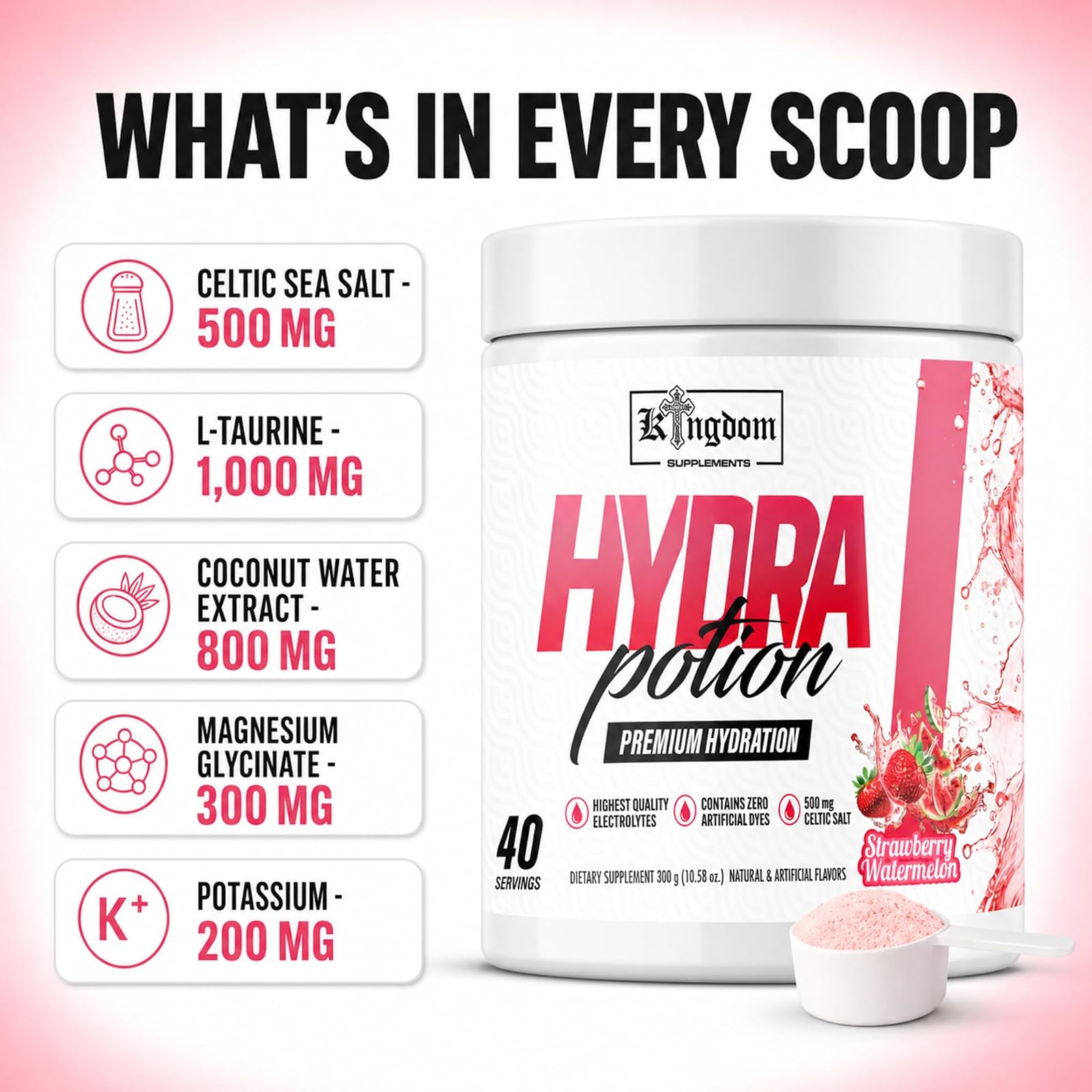 40 servings of strawberry watermelon electrolytes