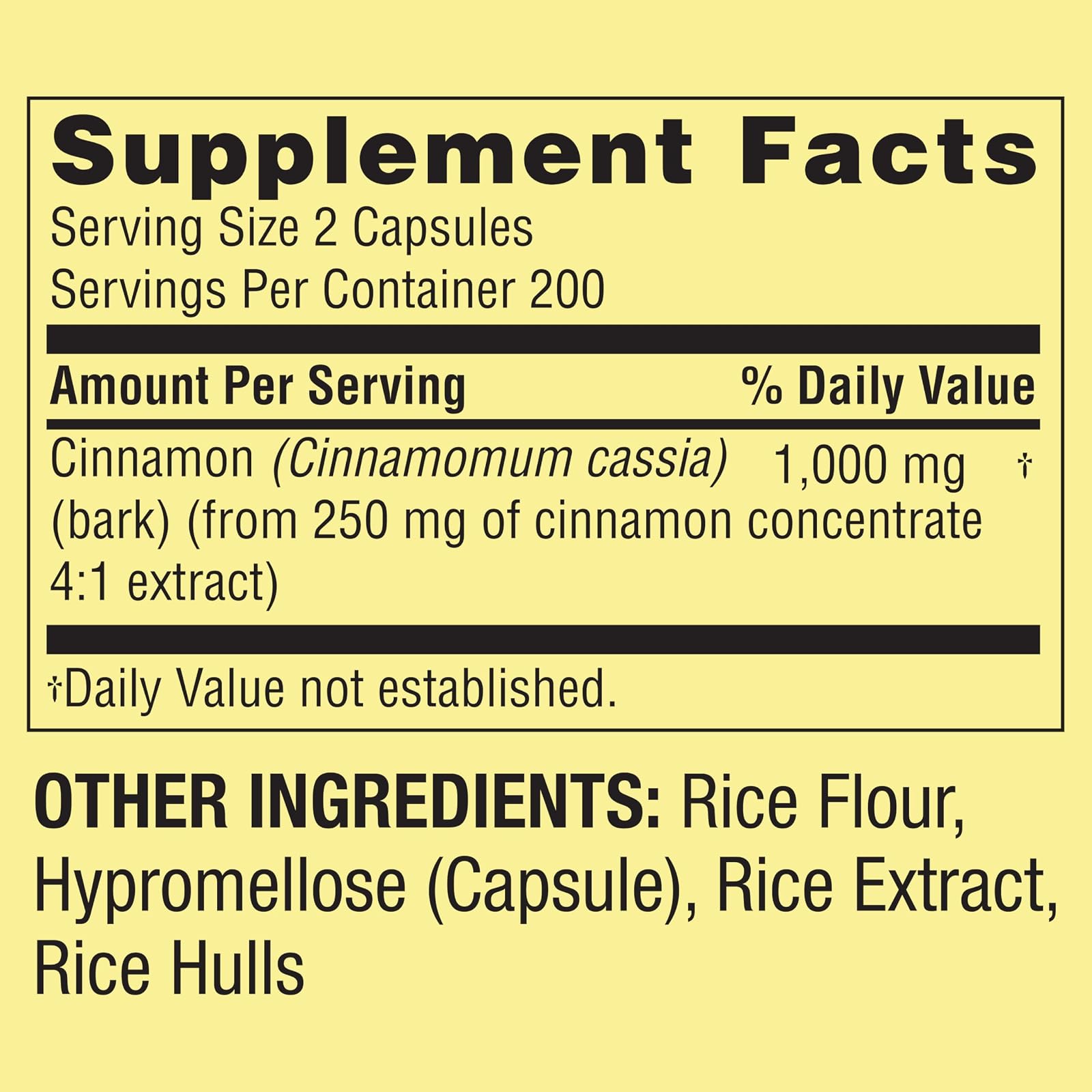 400 capsules of pure cinnamon extract