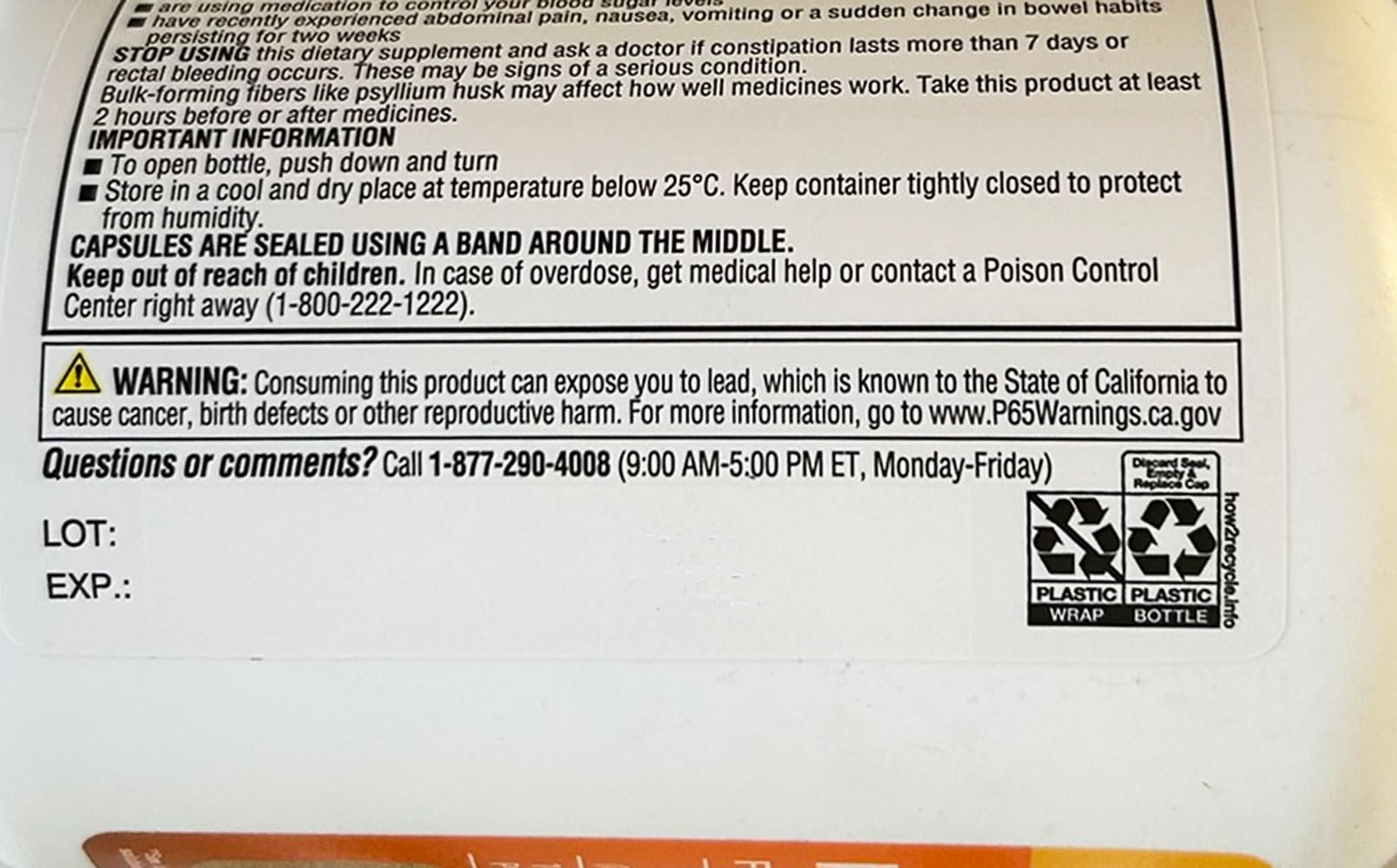 400 count psyllium fiber capsules