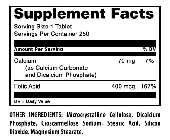 400 mcg folate supplement for health