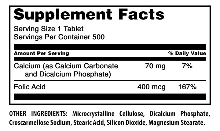 400 mcg Folic Acid supplement