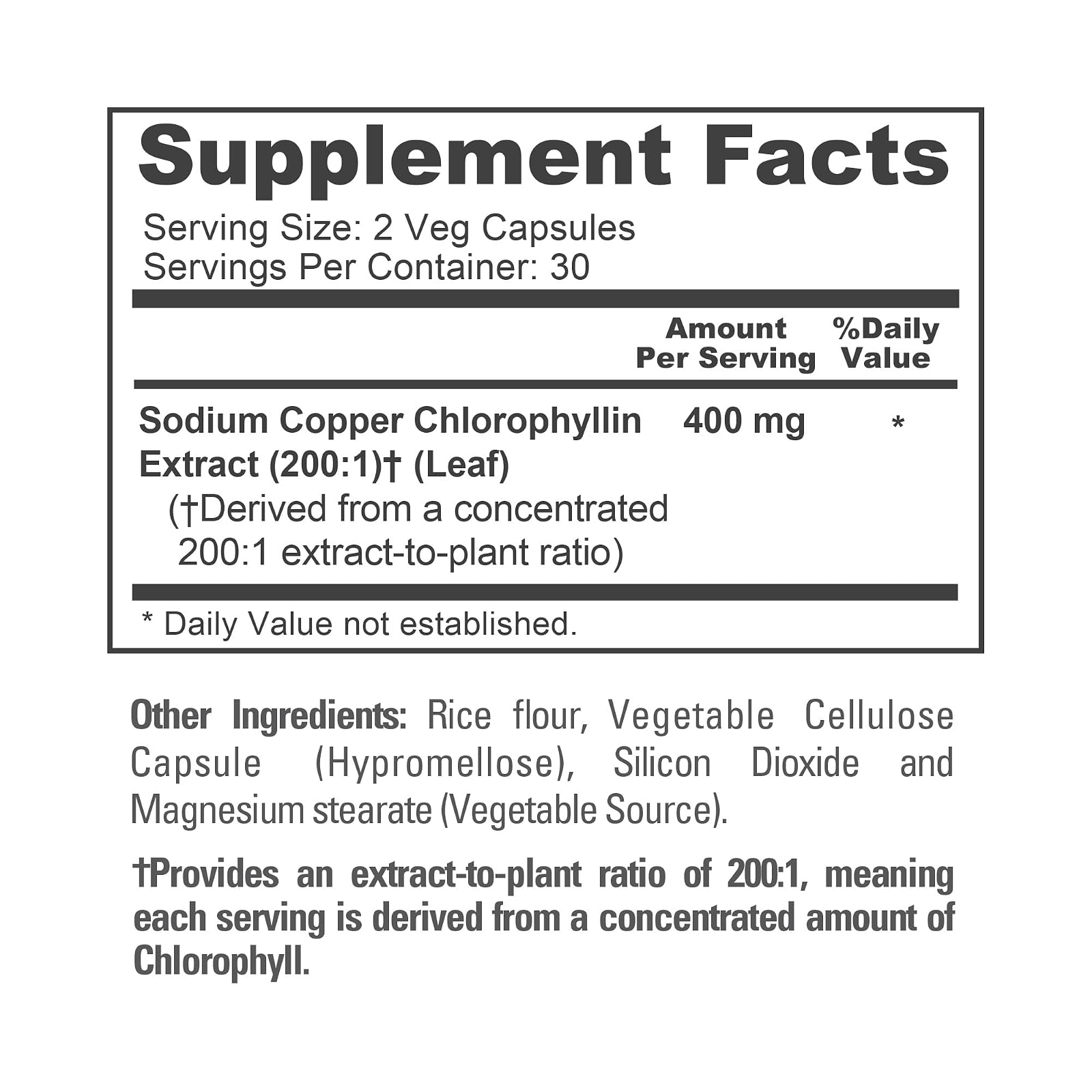 400 mg chlorophyll for energy
