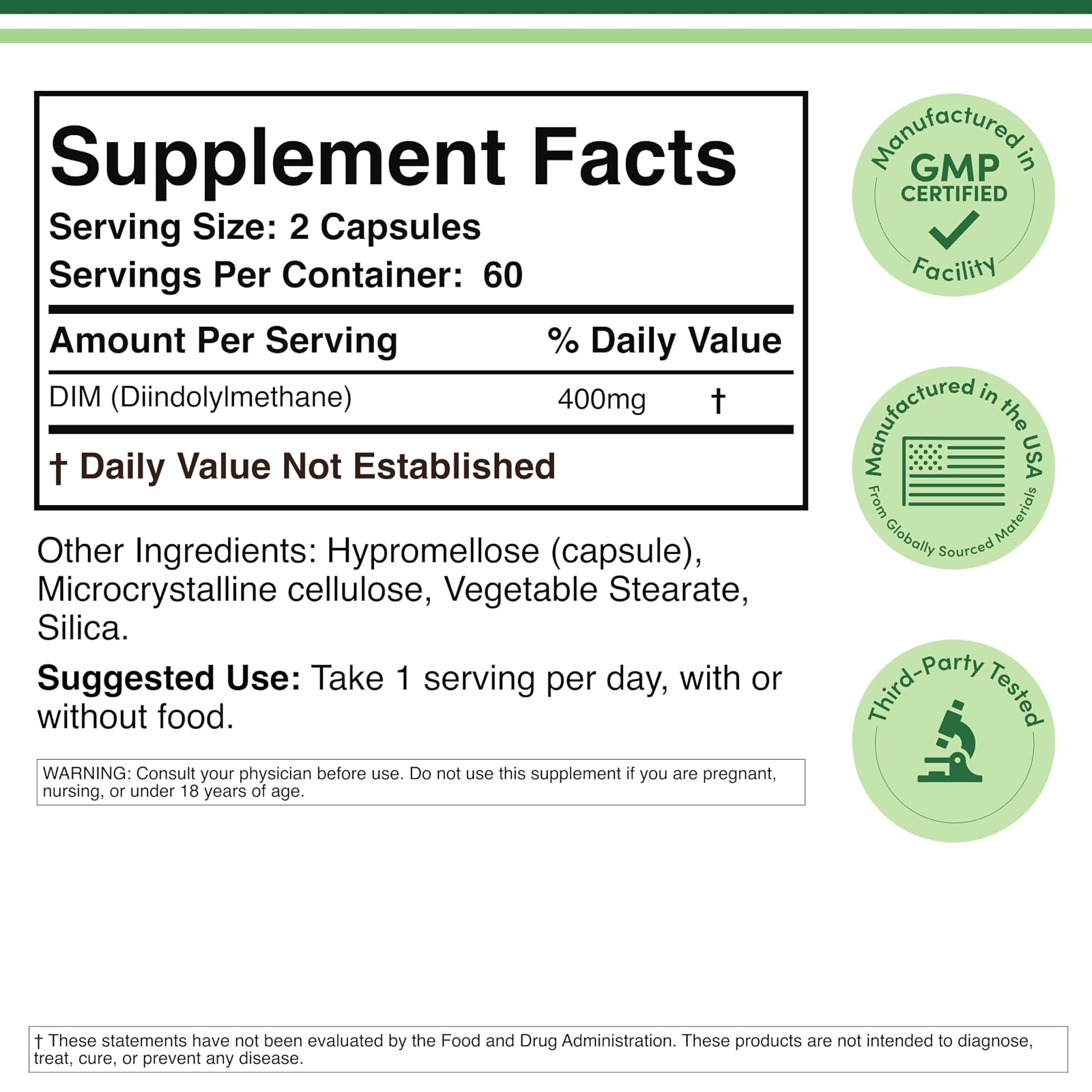 400 mg DIM multivitamin capsules