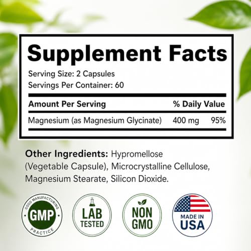 400 mg Magnesium Glycinate supplement