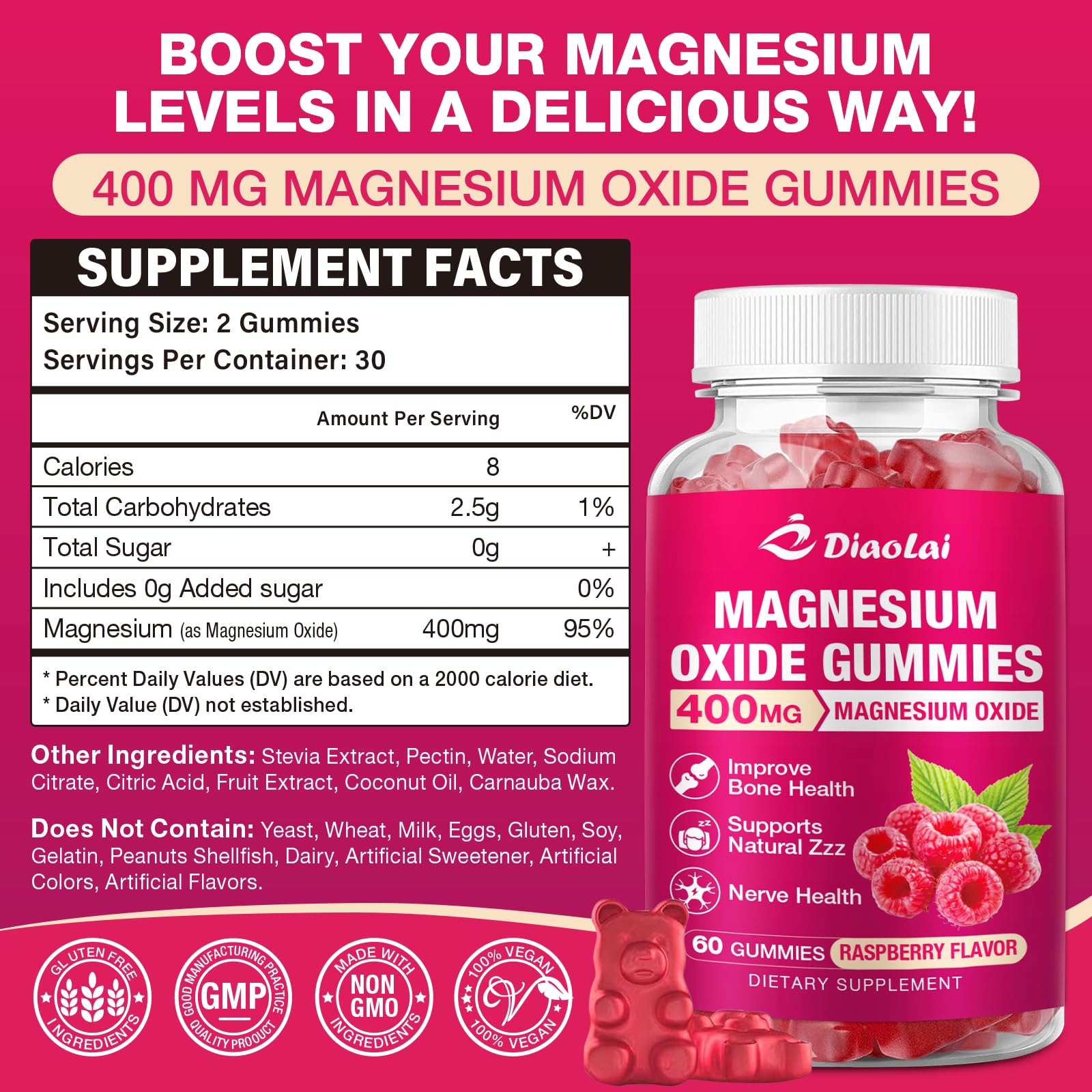 400 mg Magnesium Oxide gummies for sleep support