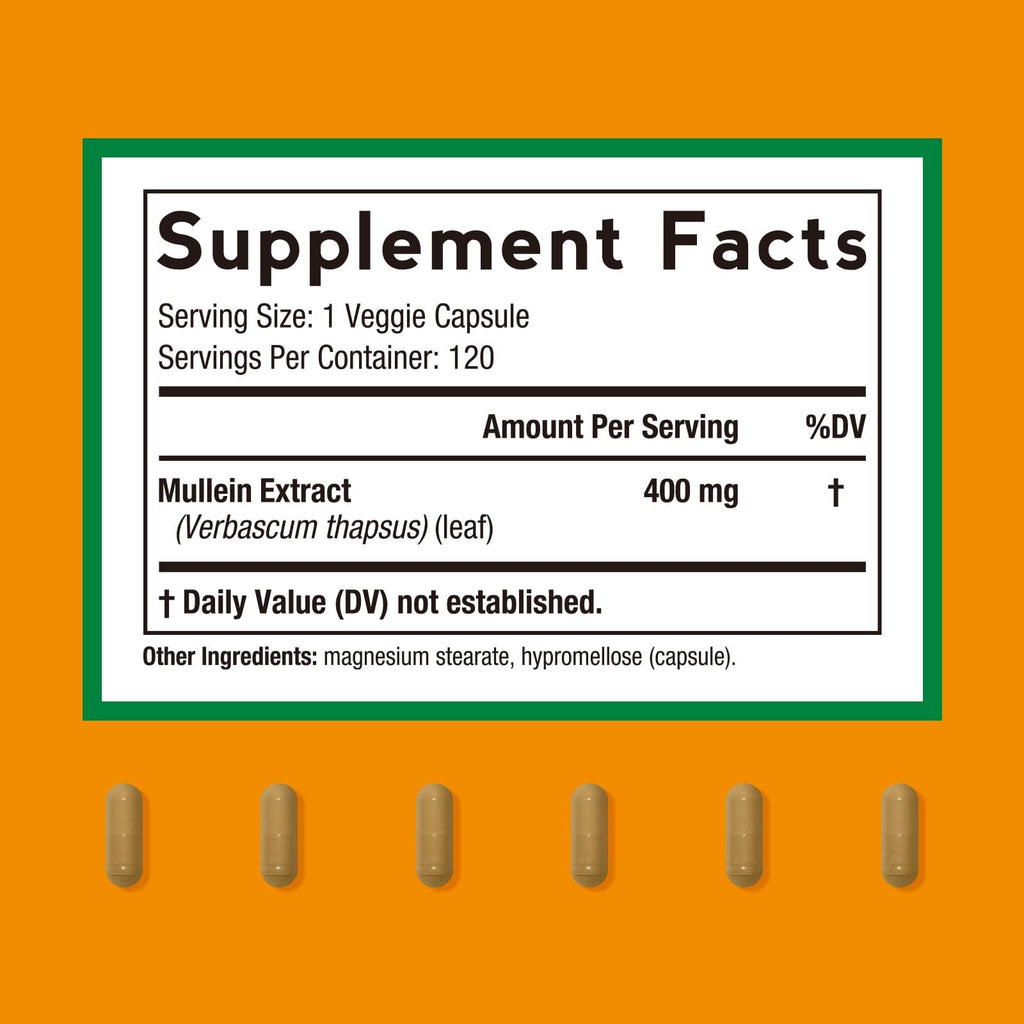400 mg Mullein herbal supplement