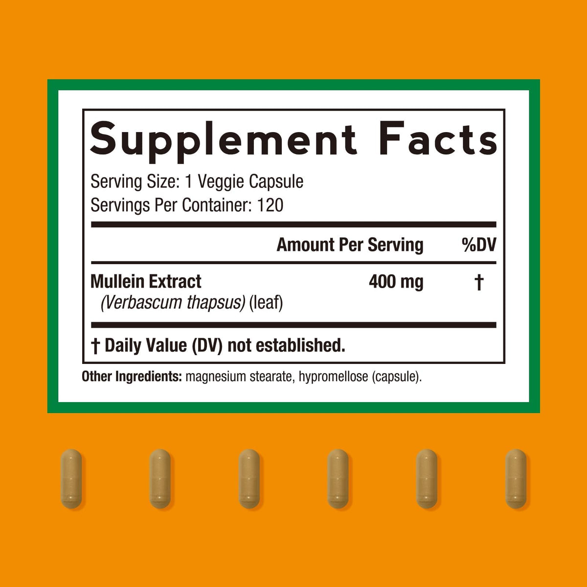 400 mg Mullein herbal supplement
