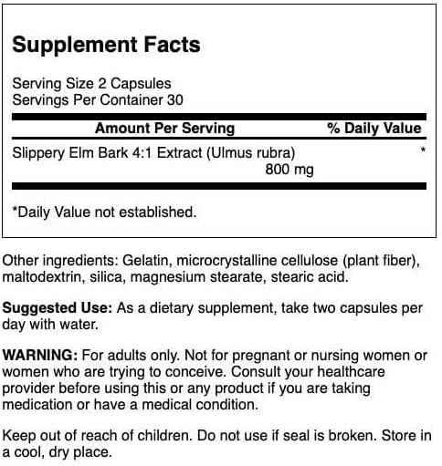 400 mg Slippery Elm Bark health benefits