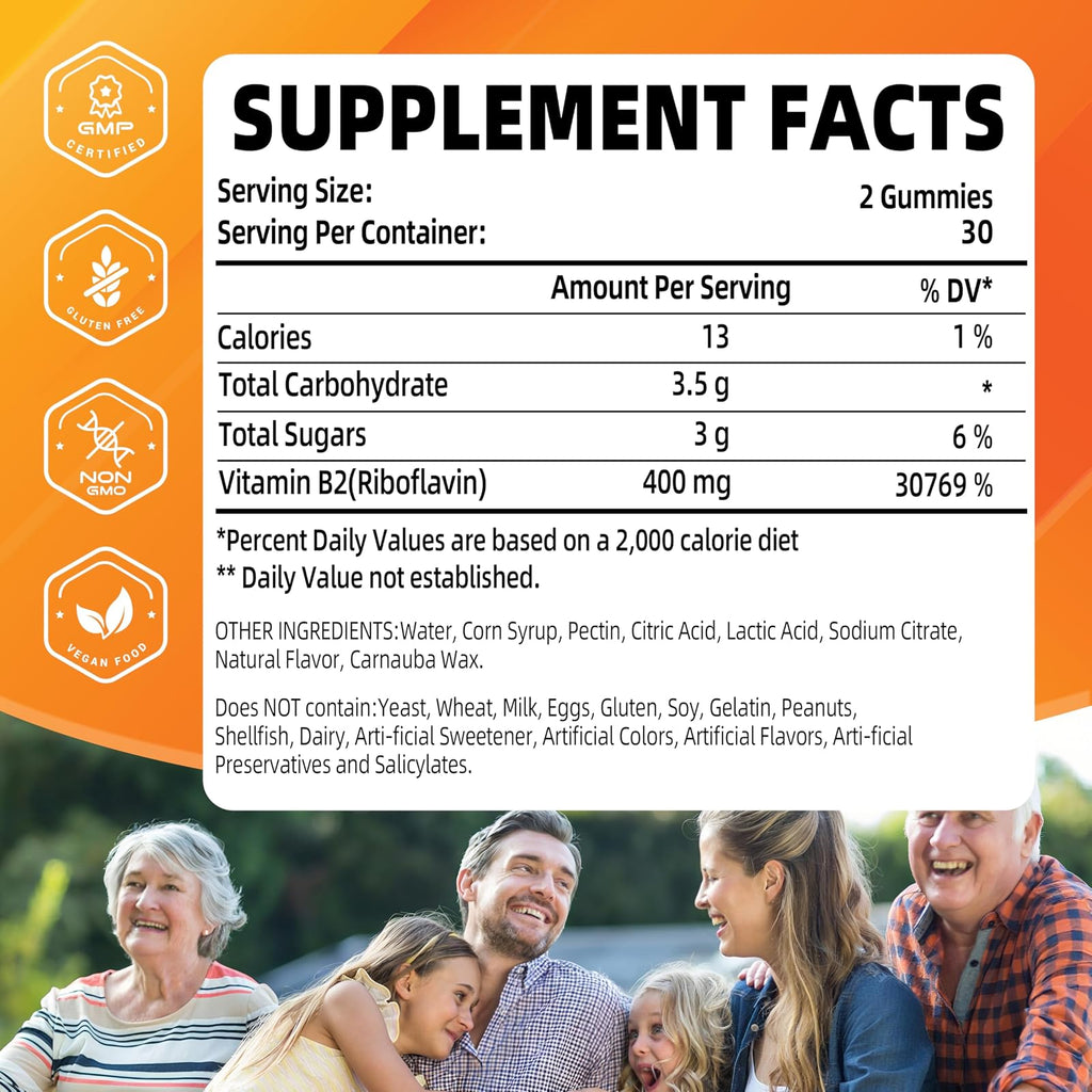 400 mg Vitamin B2 gummies for adults