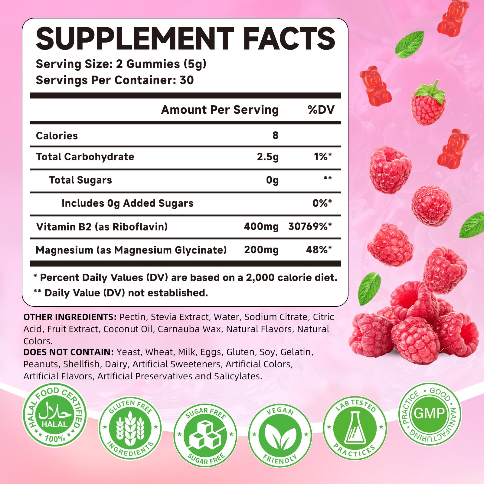400 mg Vitamin B2 gummies for metabolism