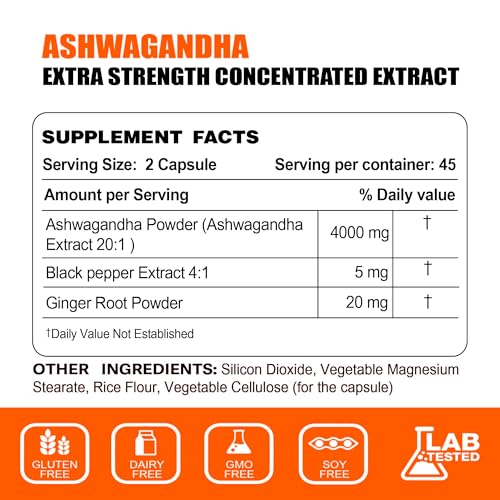 4000 mg vegan Ashwagandha supplement