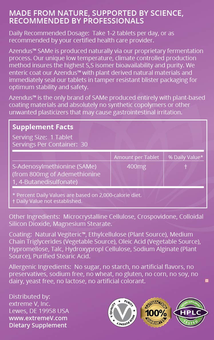 400mg enteric coated SAM-e tablets