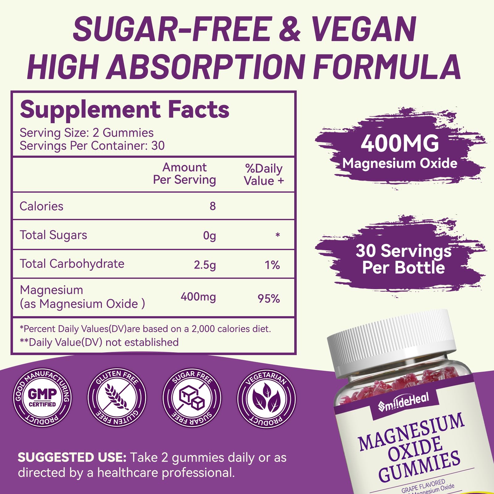 400mg magnesium per gummy for wellness