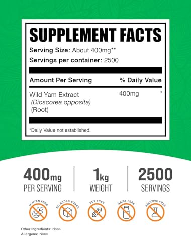 400mg serving of wild yam powder