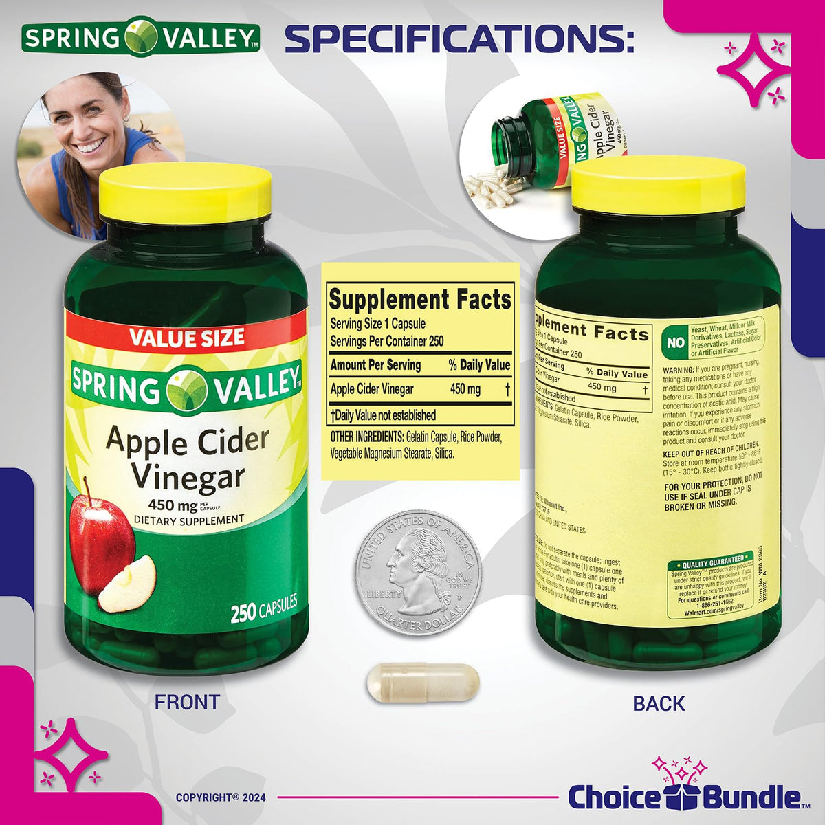 450 mg apple cider vinegar supplement
