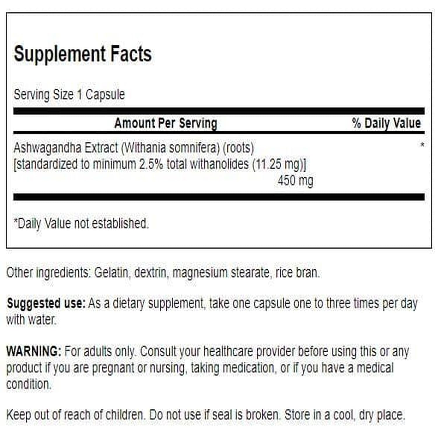 450 mg Ashwagandha capsules for wellness