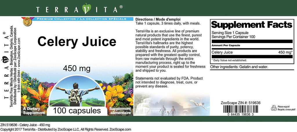 450 mg celery juice multivitamins for health
