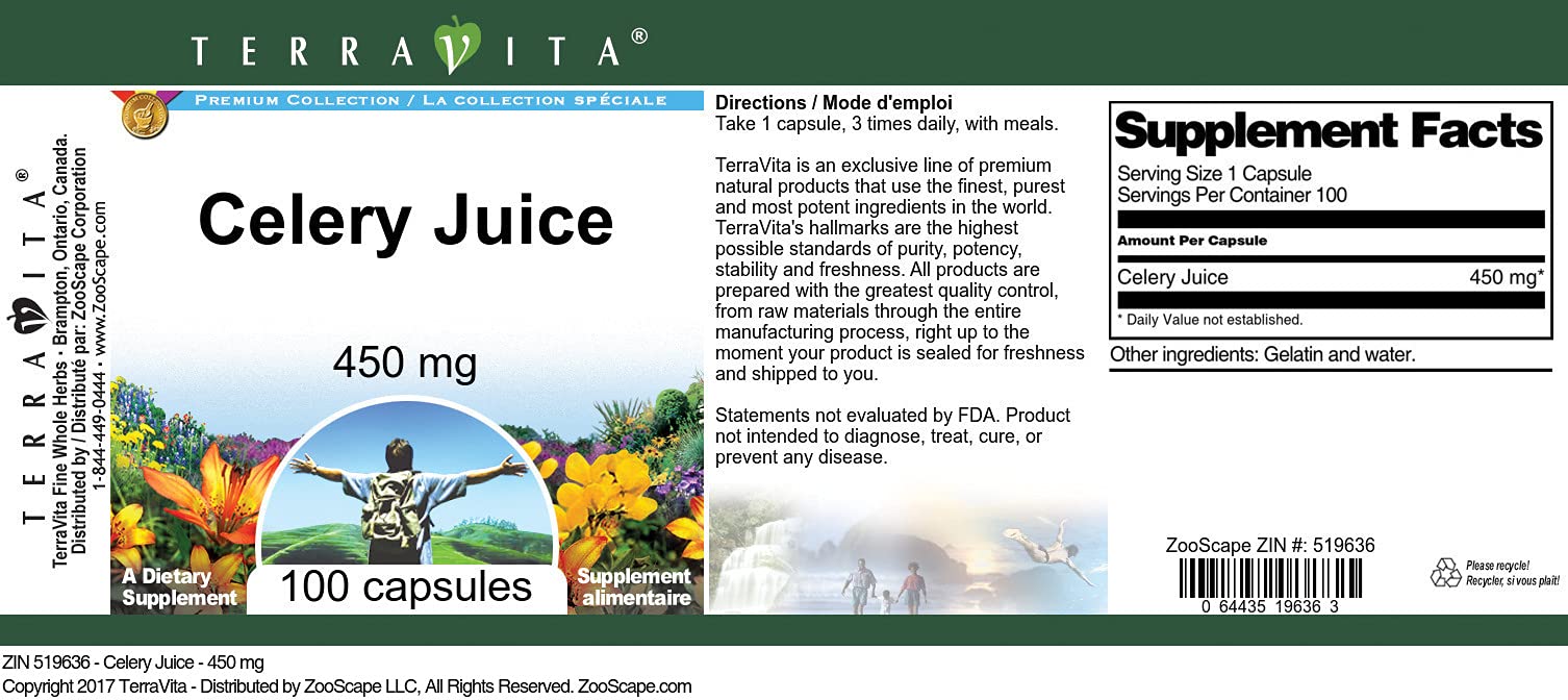 450 mg celery juice multivitamins for health