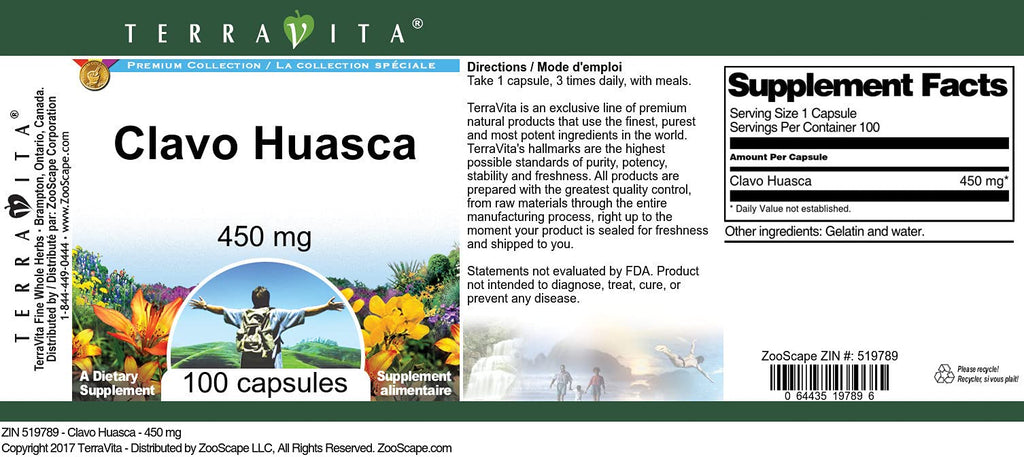 450 mg Clavo Huasca capsules benefits