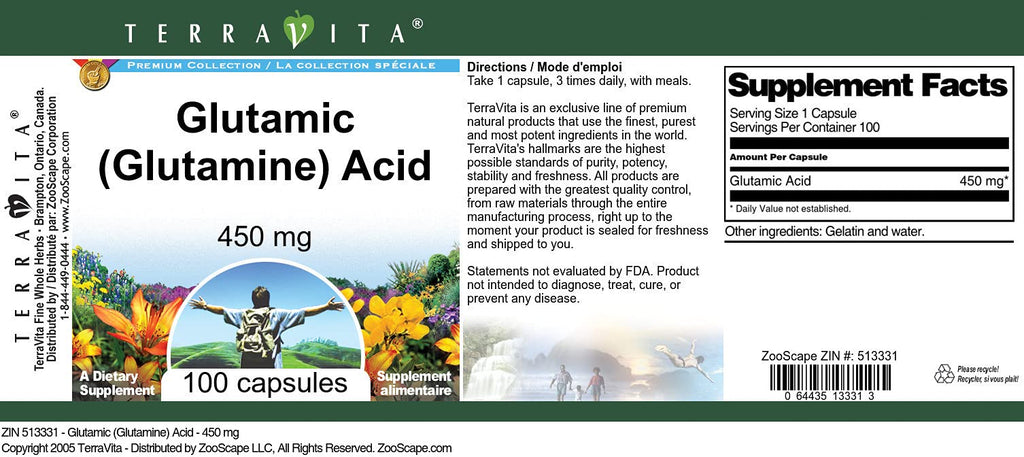 450 mg L-Glutamine for muscle support