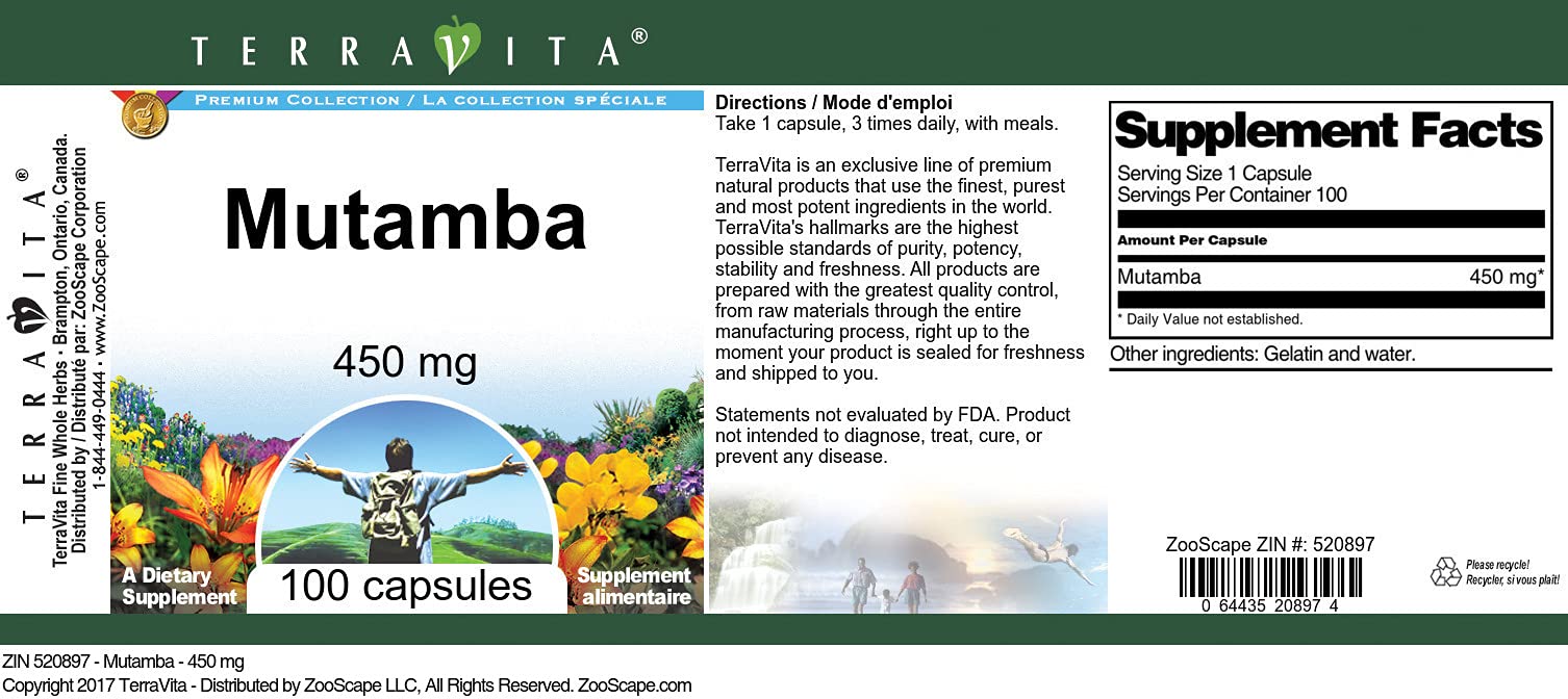 450 mg Mutamba capsules for energy boost