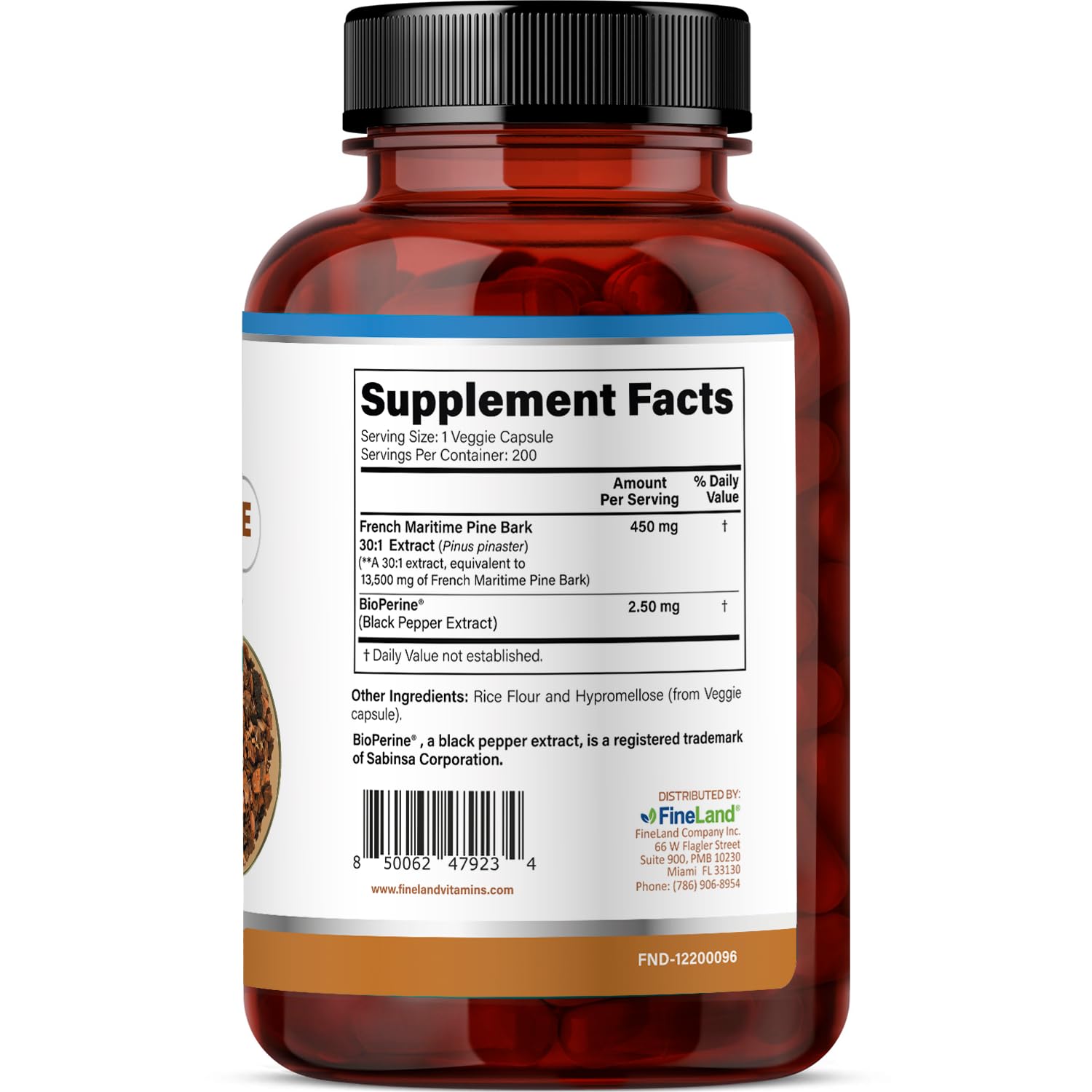 450 mg Pine Bark capsules for antioxidants