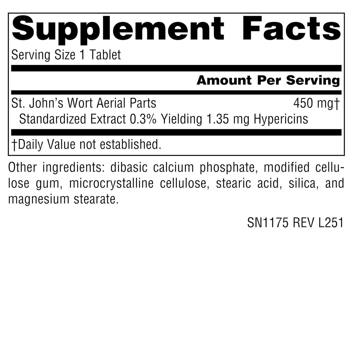 450 mg St. John's Wort vegetarian tablets