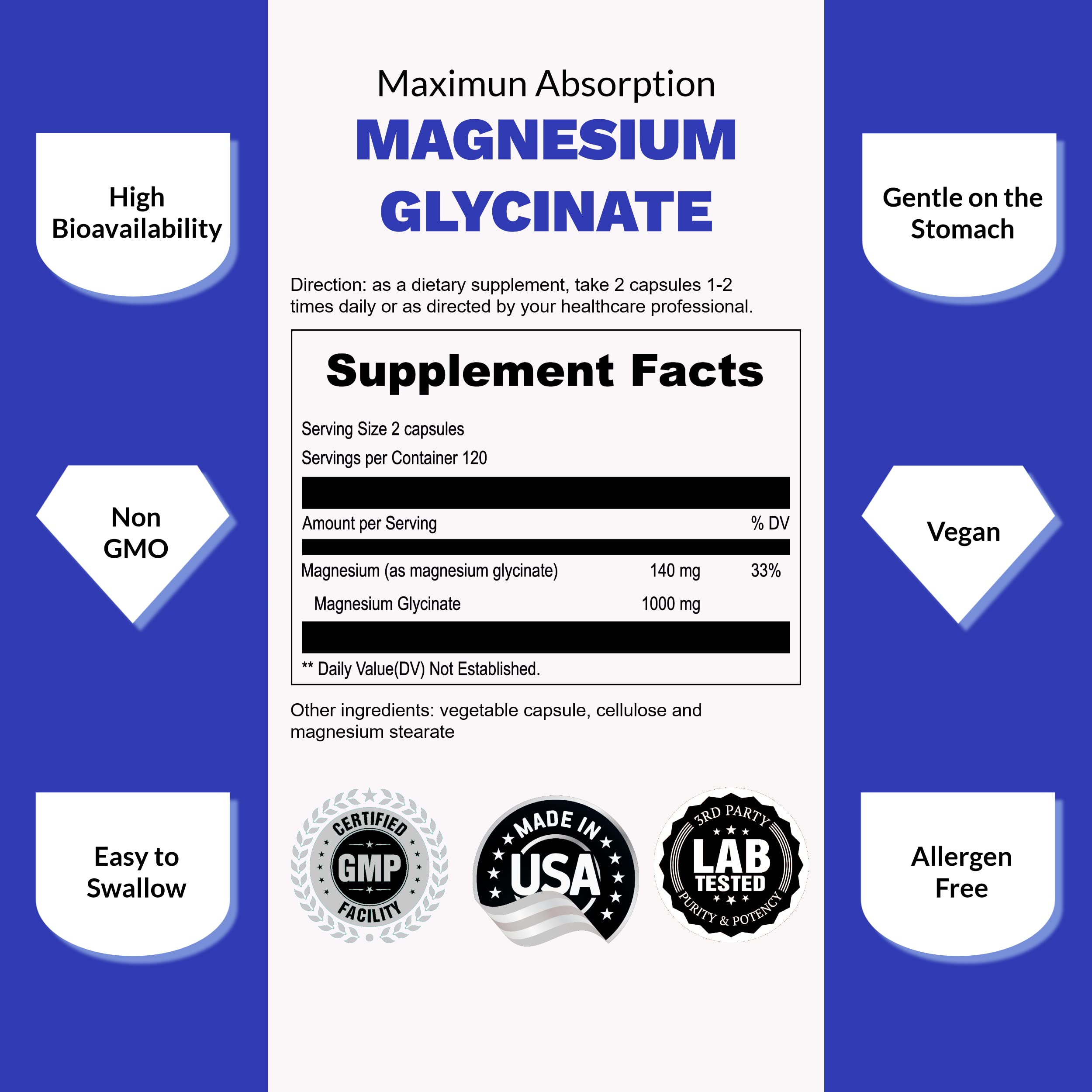 480 count magnesium capsules for daily use
